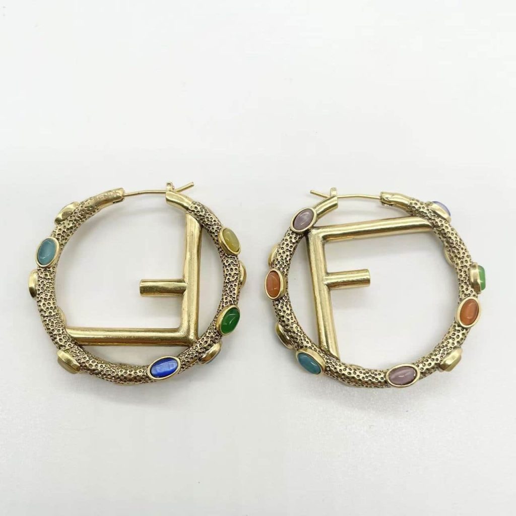 FENDI F Logo Gem Hoop Earrings – BACALLI – Luxury Consignment